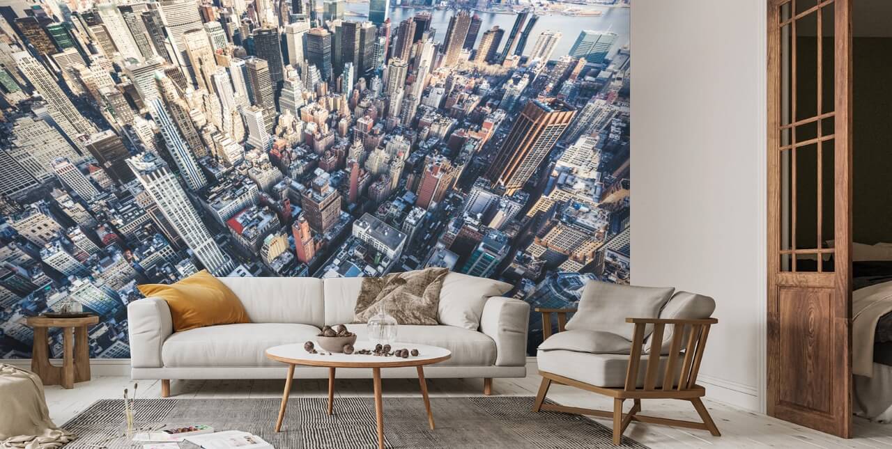 Aerial View of Manhattan Skyline Wallpaper Mural | Wallsauce AU