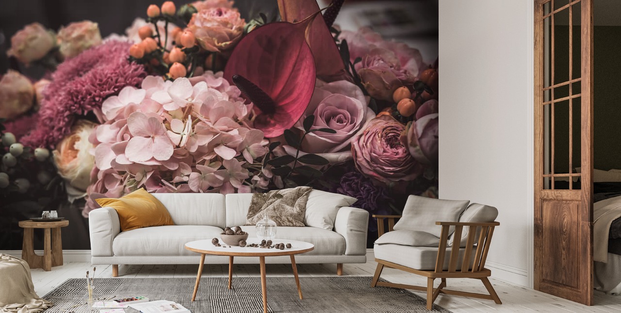 Dammig rosa blommig tapet | Wallsauce SE