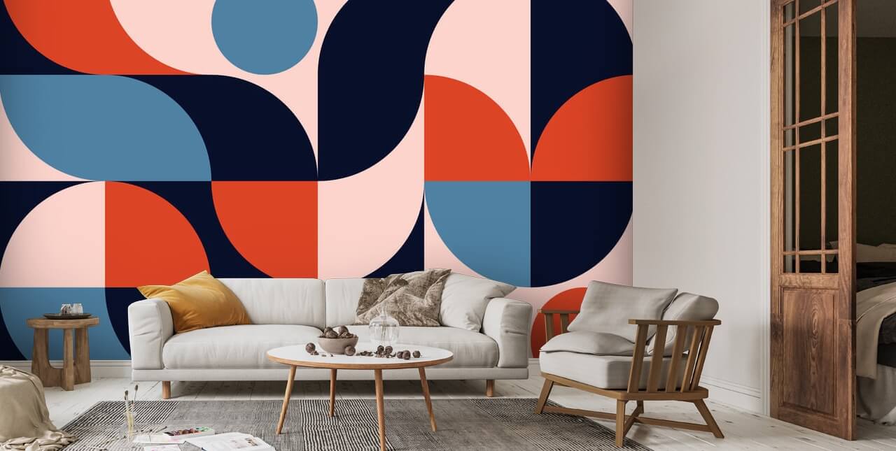 Groovy Geometric Wall Mural | Wallsauce UK