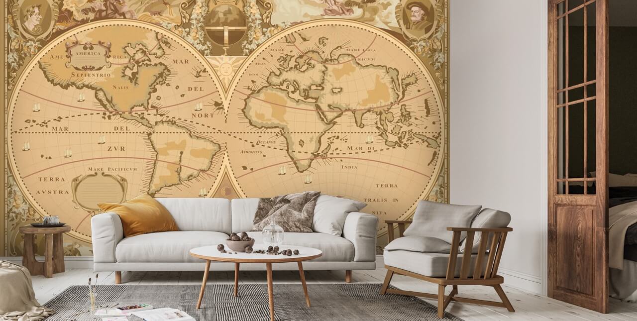 Papel pintado de mapa del mundo antiguo | Wallsauce ES