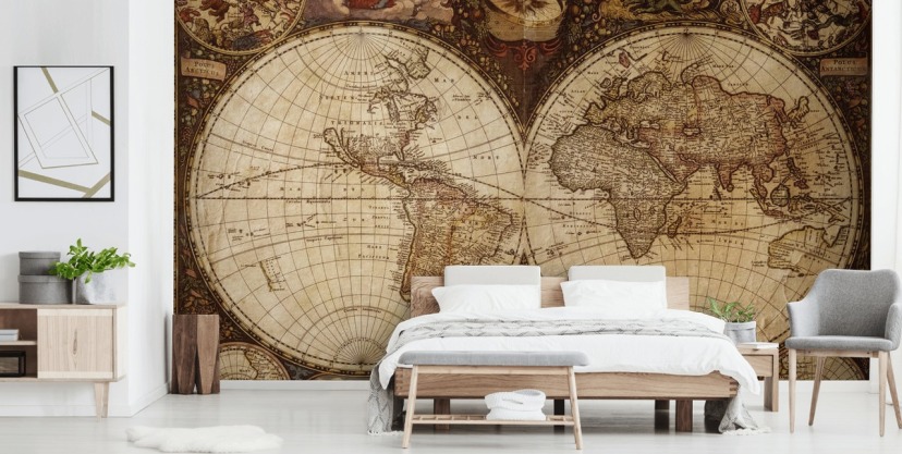 Papel pintado de mapas vintage y murales de pared de mapas antiguos ...