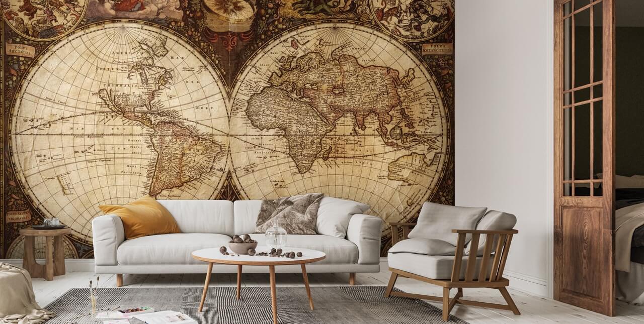Papel pintado de mapa del mundo vintage | Wallsauce ES