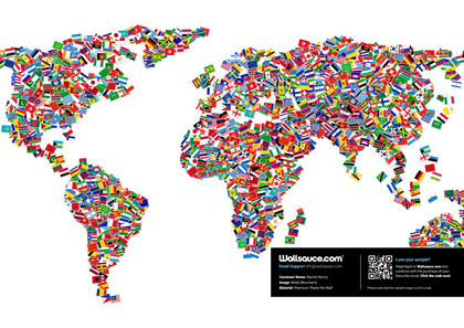 World Map of Flags Wall Mural | Wallsauce US