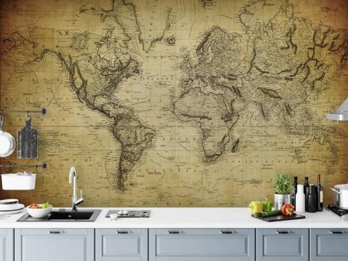 Papel pintado de mapas vintage y murales de pared de mapas antiguos ...
