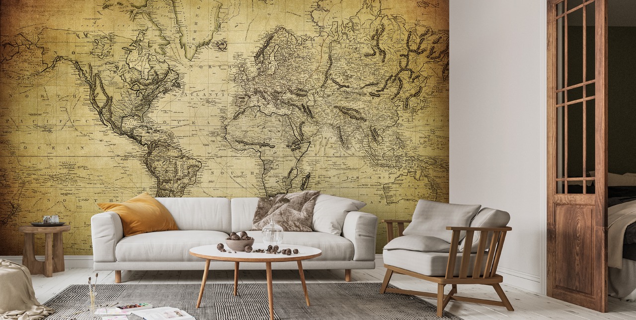 19th Century Vintage Map Wall Mural | Wallsauce US
