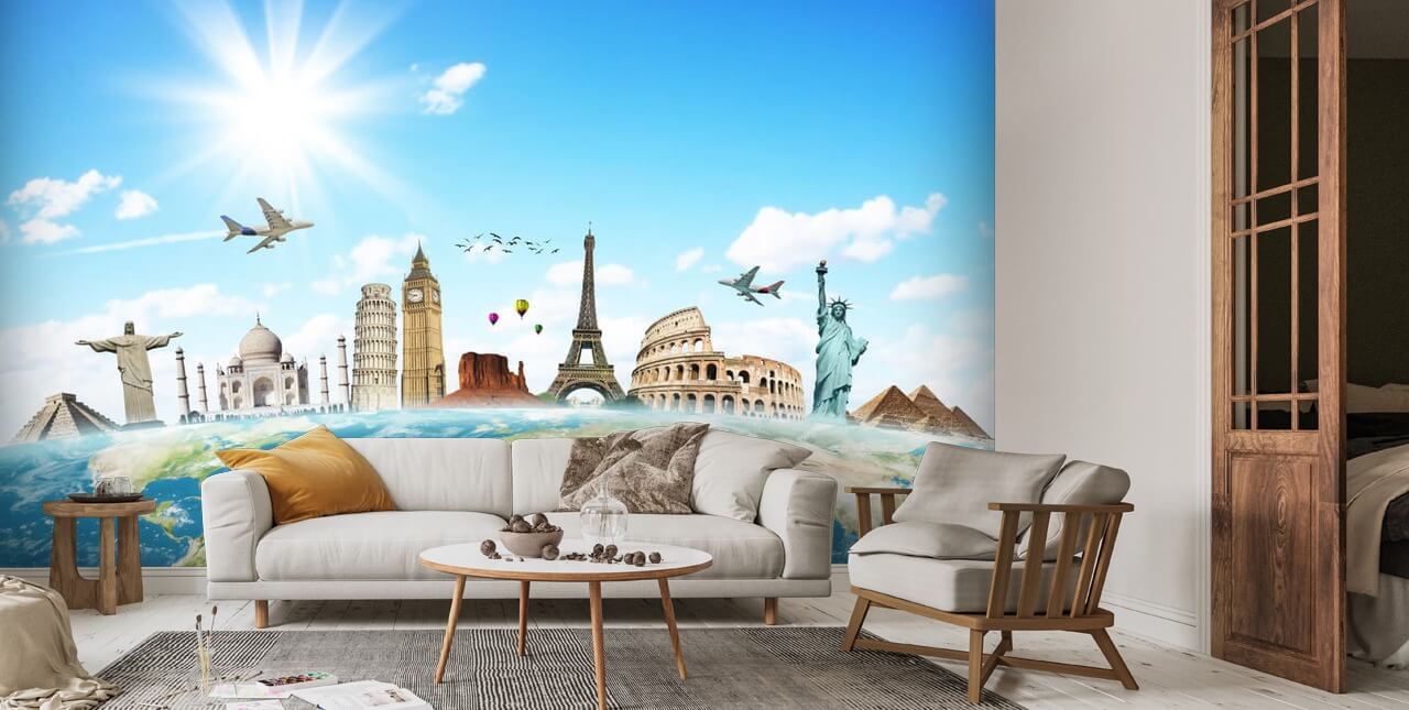 Monuments of the World Wallpaper Mural | Wallsauce US