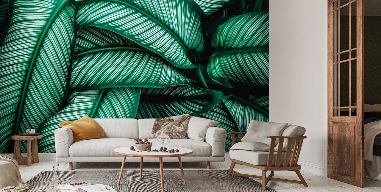 Gestreept blad behang | Wallsauce NL