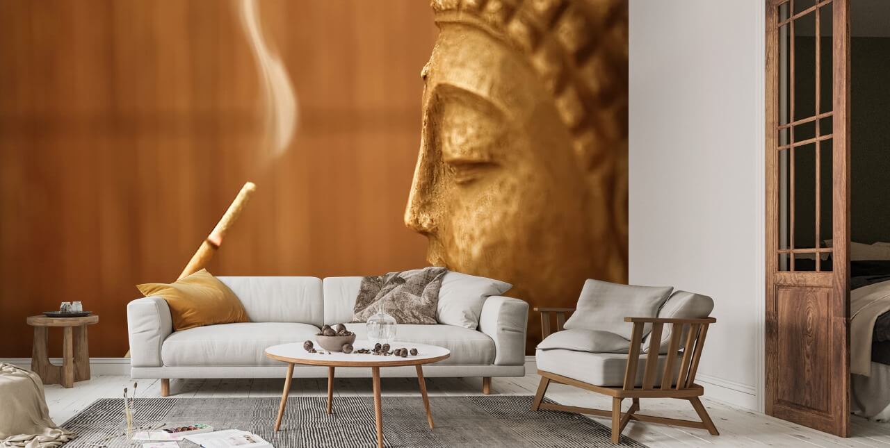 Smoke Meditation with Buddha Wallpaper Mural | Wallsauce US