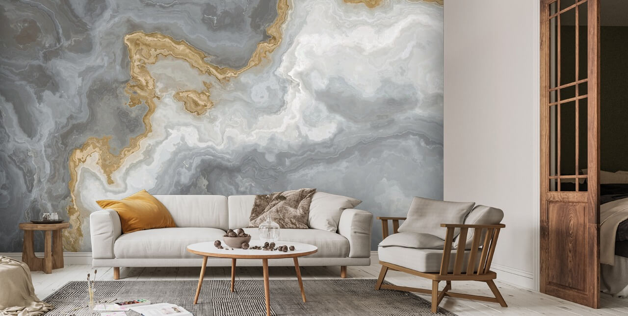 Elegant Grey and Gold Marble | Wallsauce CA
