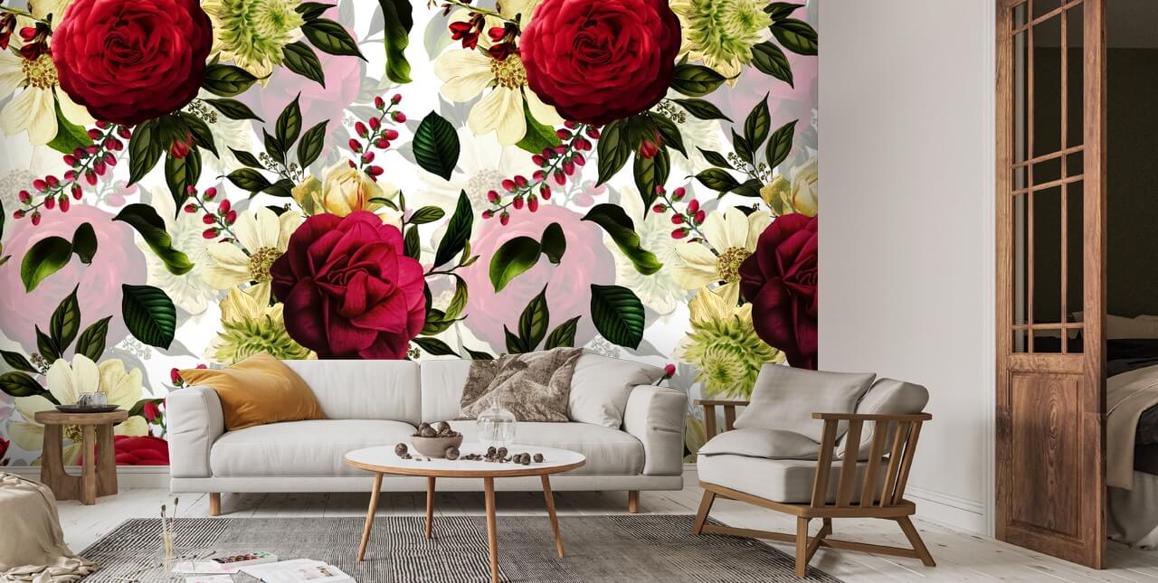 Ruby Red Roses Behang | Wallsauce NL