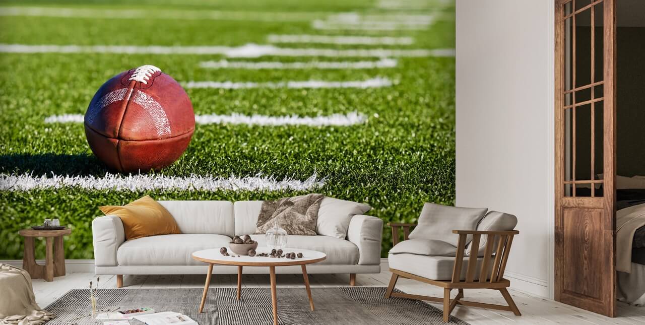 Football on Field Wall Mural | Wallsauce US