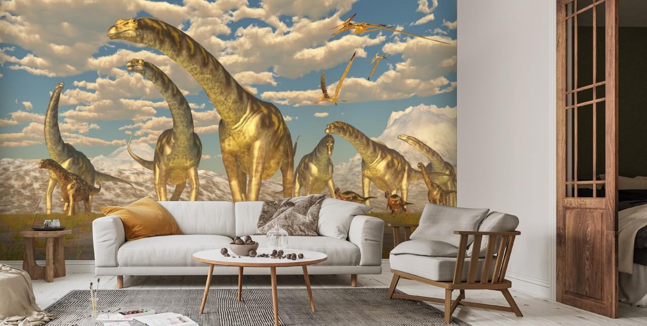 Argentinosaurus Herd Migration Wall Mural | Wallsauce CA