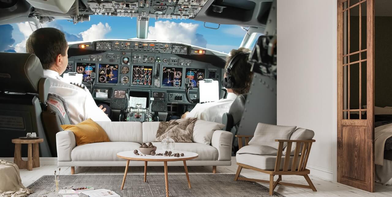 Pilots in the Cockpit Wall Mural | Wallsauce US
