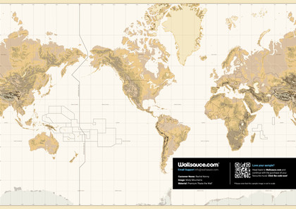 Beige World Map Wallpaper | Wallsauce CA