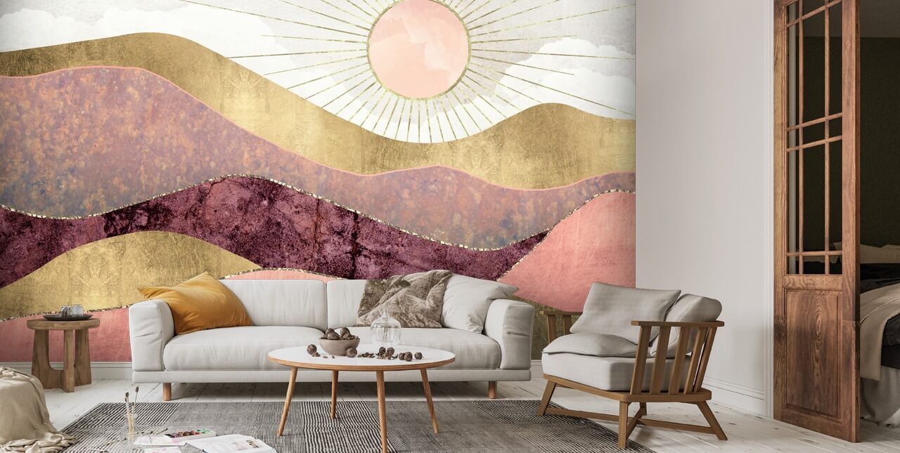 Blush Sun Wallpaper Mural | Wallsauce US
