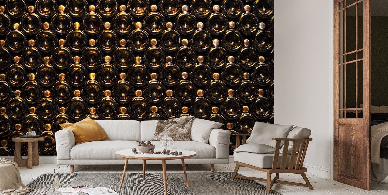 Wine Bottle Wall Wallpaper | Wallsauce US