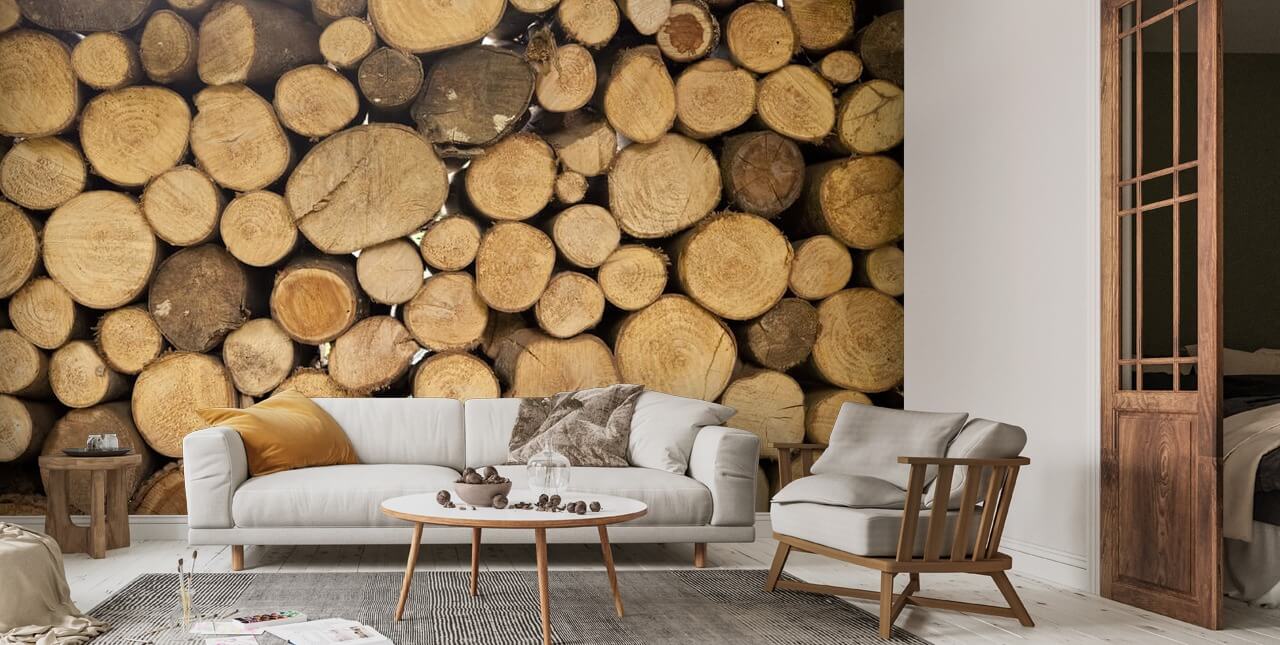 Stack of Logs Wallpaper | Wallsauce US