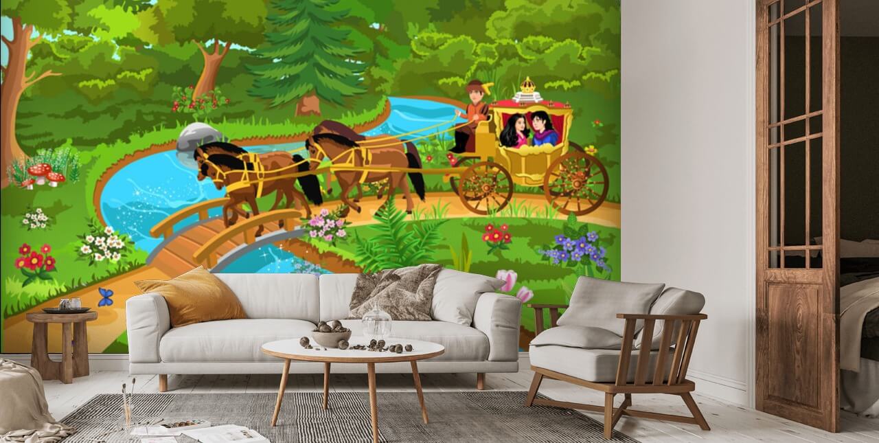 Princess Wedding Carriage Wallpaper | Wallsauce UK