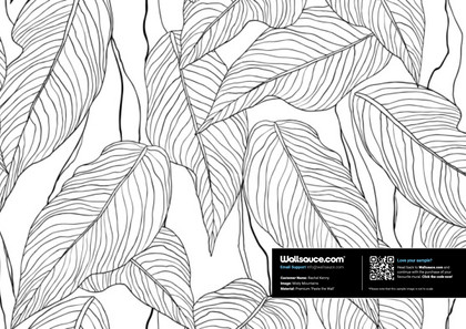 Black and White Leaves Wall Mural | Wallsauce CA