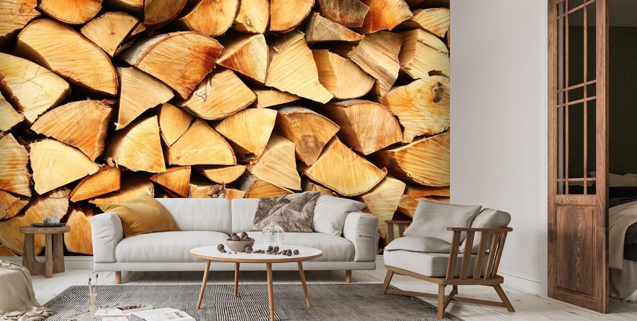 Pile of Split Wood Wallpaper | Wallsauce US