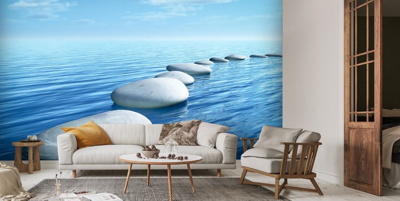 Stapstenen Muurschildering Stapstenen Behang | Wallsauce NL