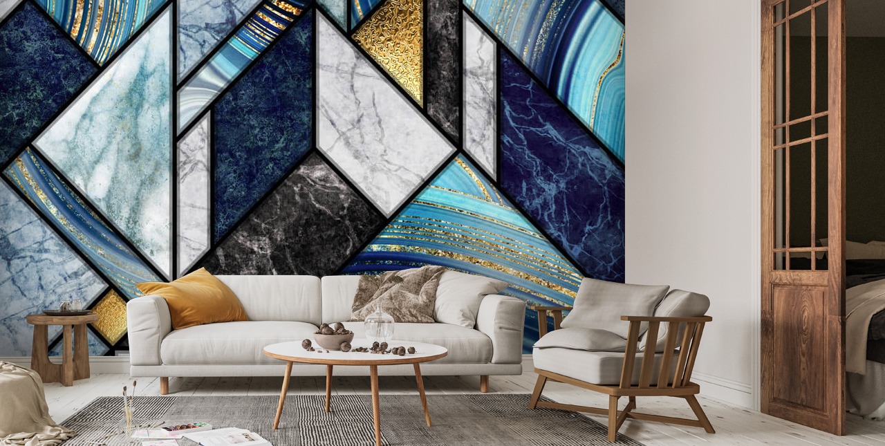 Papier Peint Art Déco Inky Blue | Wallsauce FR