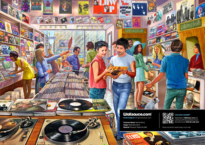 Vintage Record Store Wallpaper | Wallsauce US