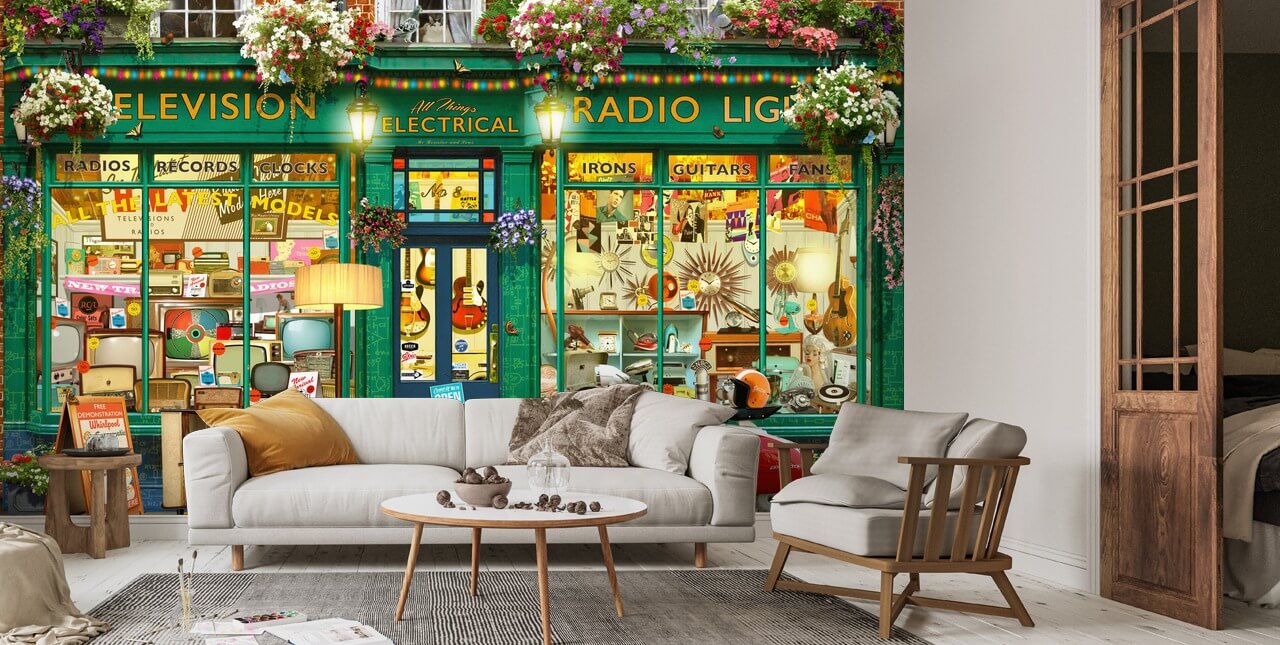 Electric Shop Wallpaper | Wallsauce UK