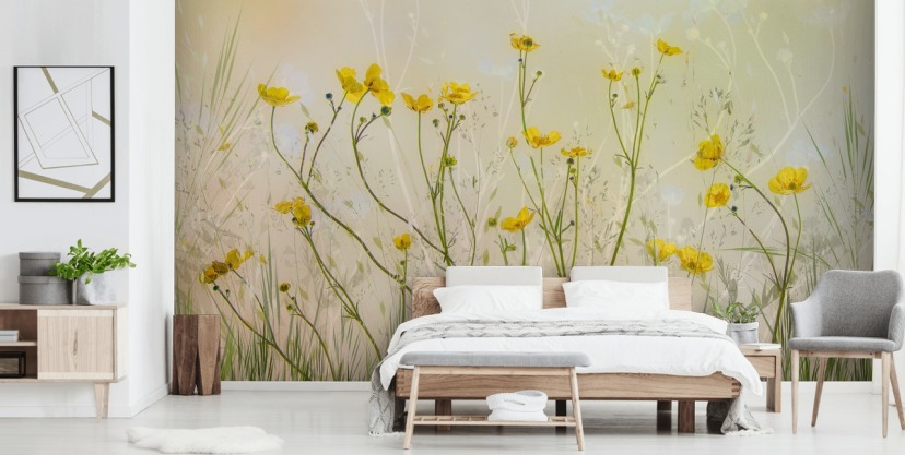 Geel behang Gele muurschilderingen | Wallsauce NL