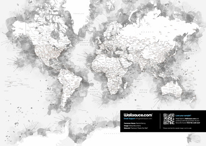 Grey Antarctic World Map Wall Mural | Wallsauce US