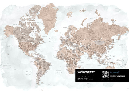 Neutral World Map Wallpaper | Wallsauce UK