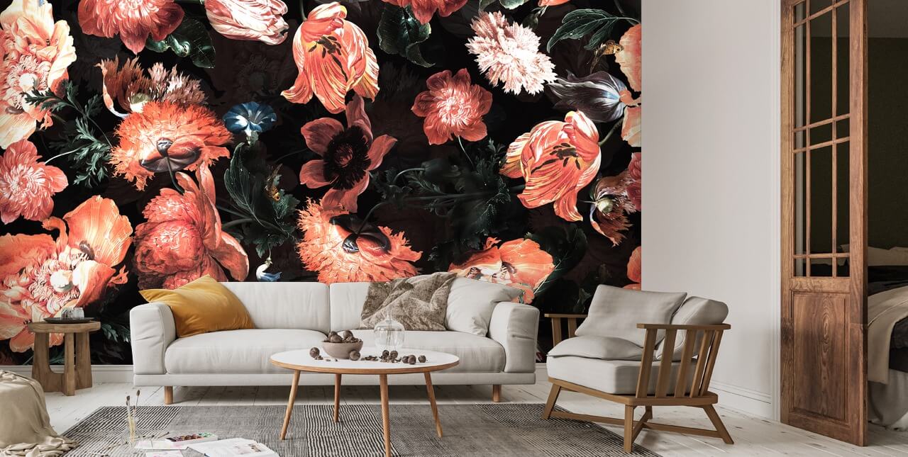 Mellow Red Florals Wallpaper | Wallsauce US