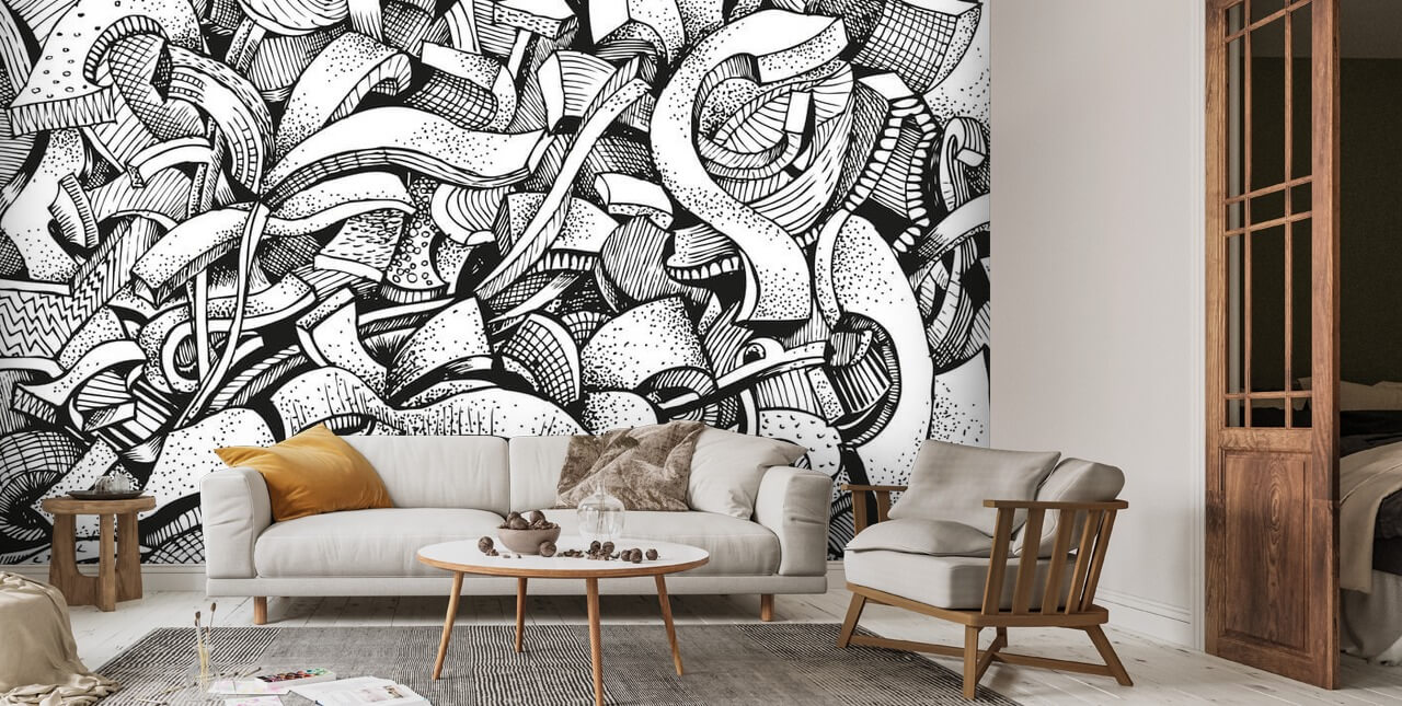 Fotomural garabatos abstractos | Wallsauce ES