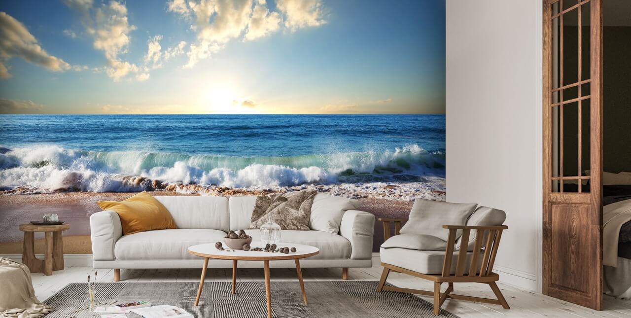 Sea Sunset Muurschildering Behang | Wallsauce NL