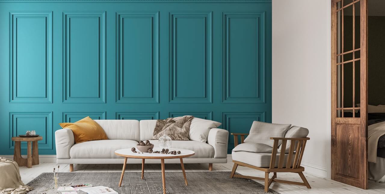 Teal Wood Panels Wallpaper Mural | Wallsauce UK