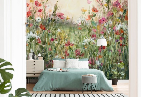 Blumentapeten und Blumen-Wandmalereien | Wallsauce DE