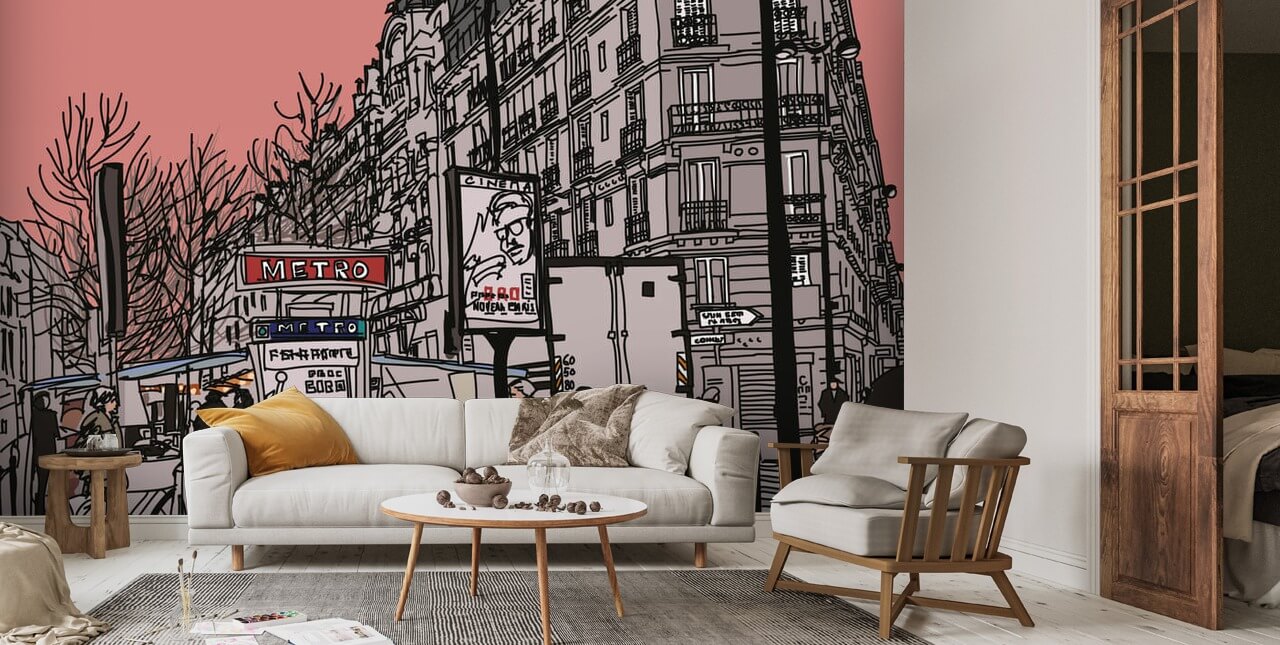 Paris Metro Station Retro Wallpaper | Wallsauce US