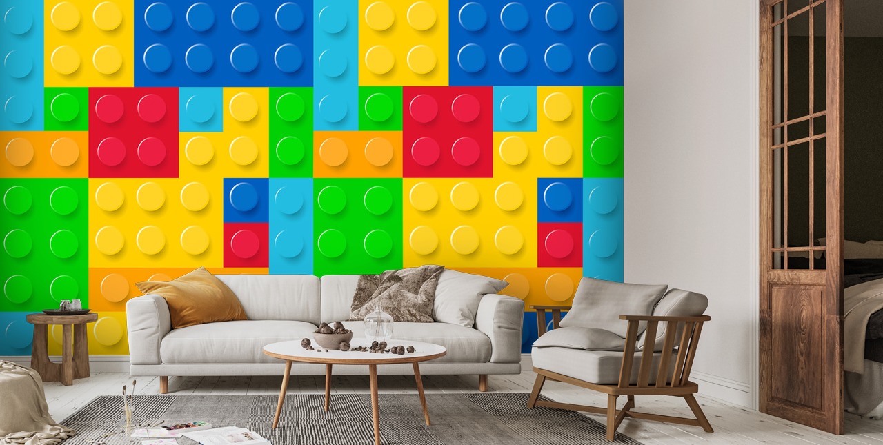 Mural de pared ladrillos de juguete | Wallsauce ES