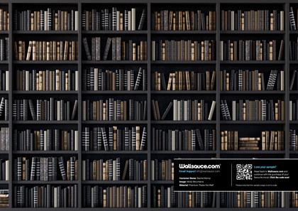 Black Bookshelves Wallpaper | Wallsauce US