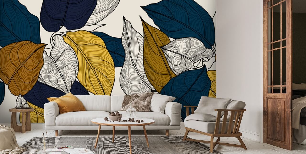 Mustard Leaves Wall Mural | Wallsauce US