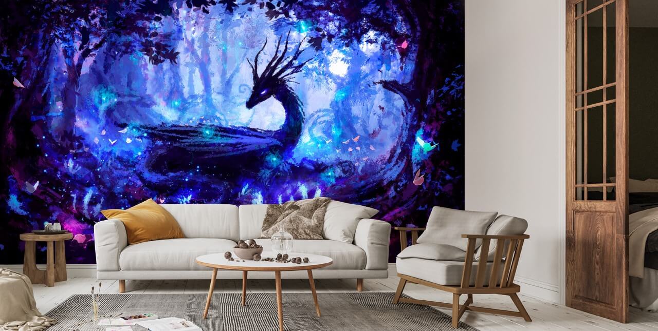 Magical Dragon Forest Wall Mural | Wallsauce US