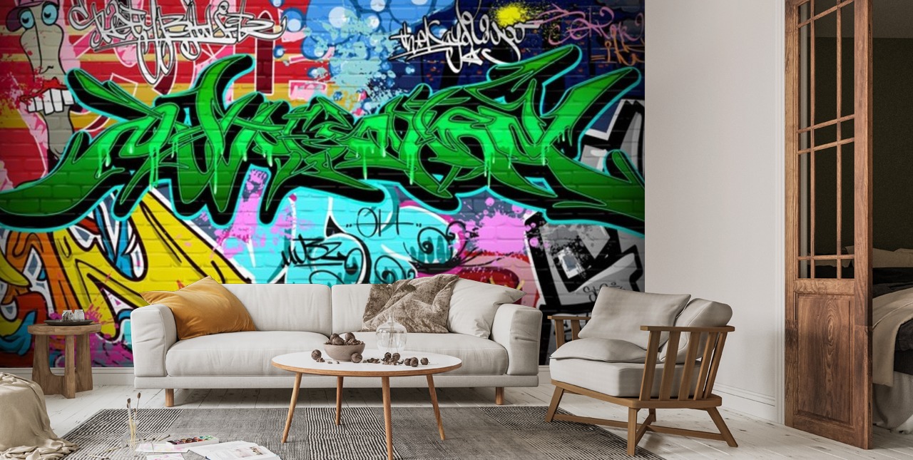 Graffiti-Kunst Urban Green Fototapete | Wallsauce DE