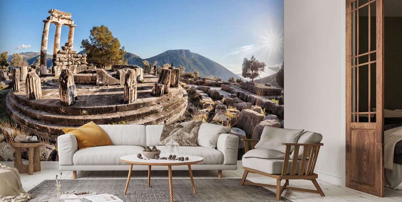 The Temple of Athena, Delphi, Greece Wallpaper | Wallsauce UK
