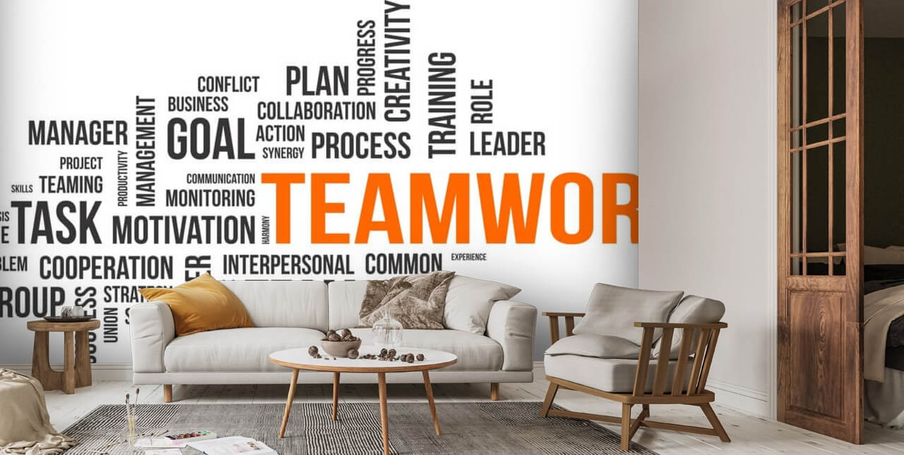 Word Cloud - Teamwork Wallpaper Mural | Wallsauce US
