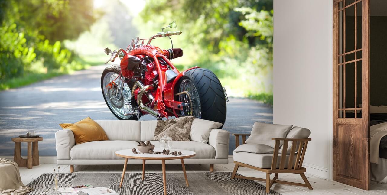 Red Motorbike Wall Mural | Wallsauce AU