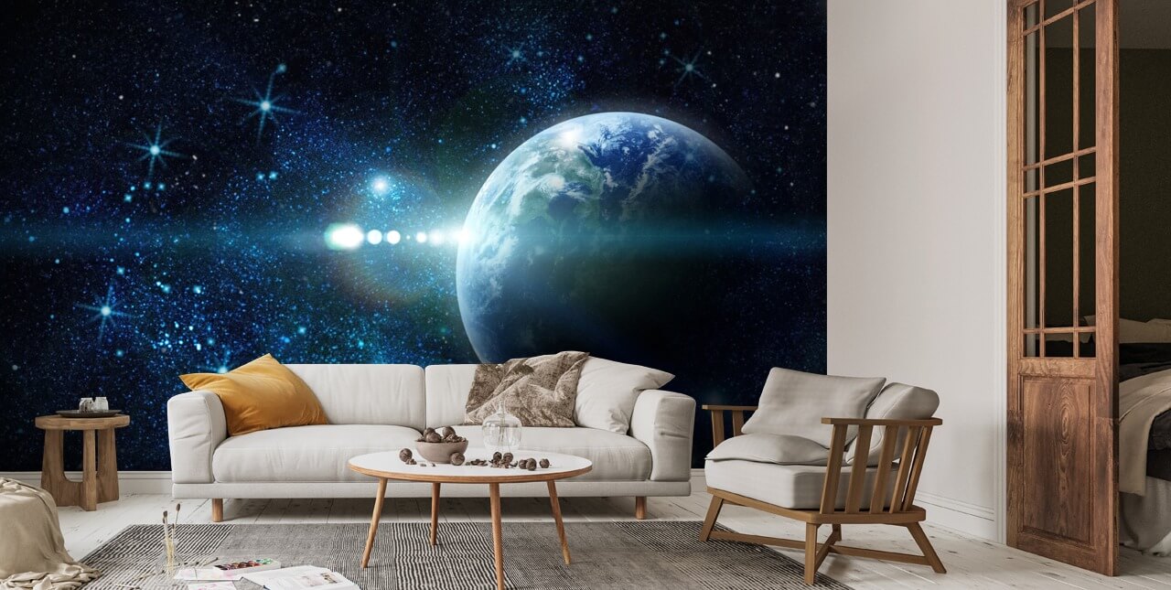 Planeta Terra realista no mural da parede espacial | Wallsauce PT