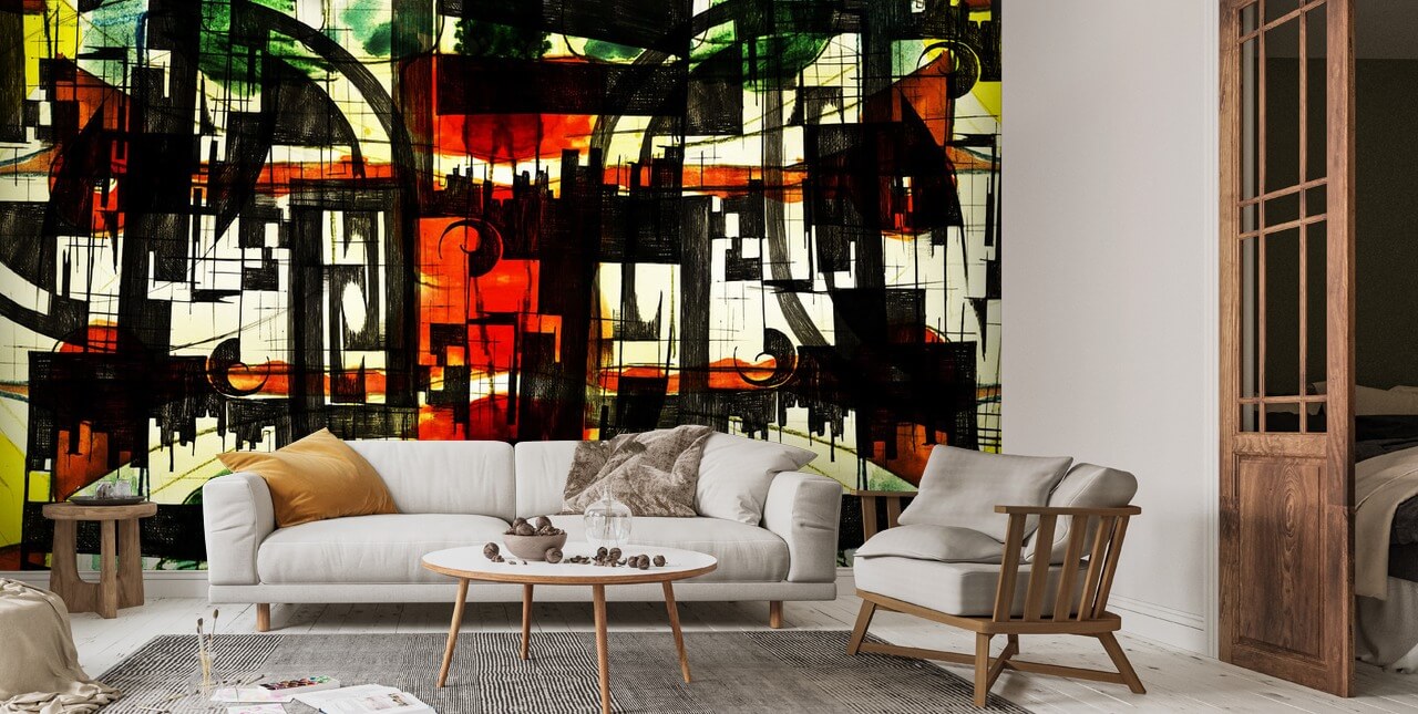 Papier peint rouge abstrait | Wallsauce FR