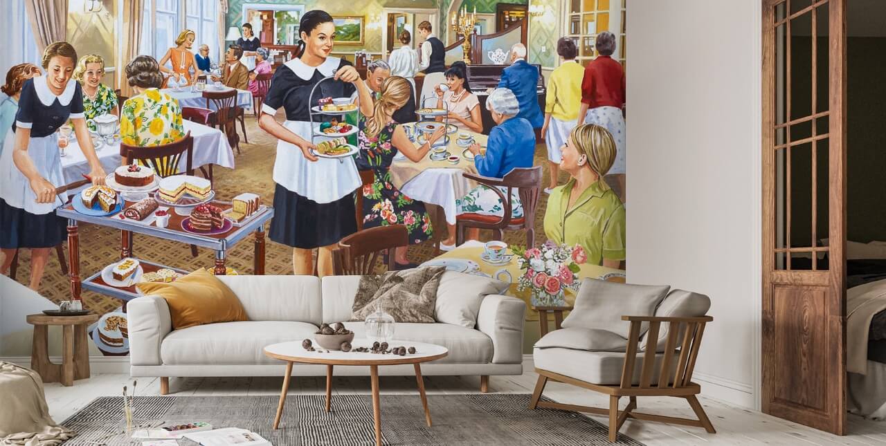Afternoon Tea Wall Mural | Wallsauce US