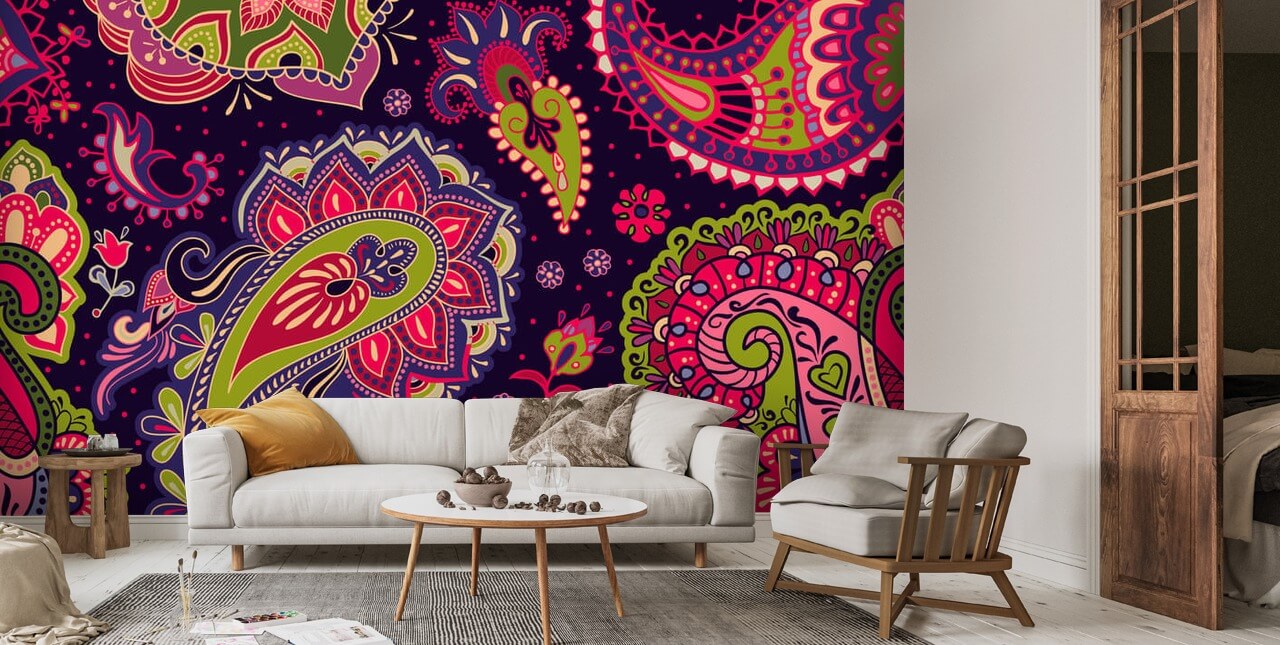 Green and Pink Pattern Wallpaper | Wallsauce US