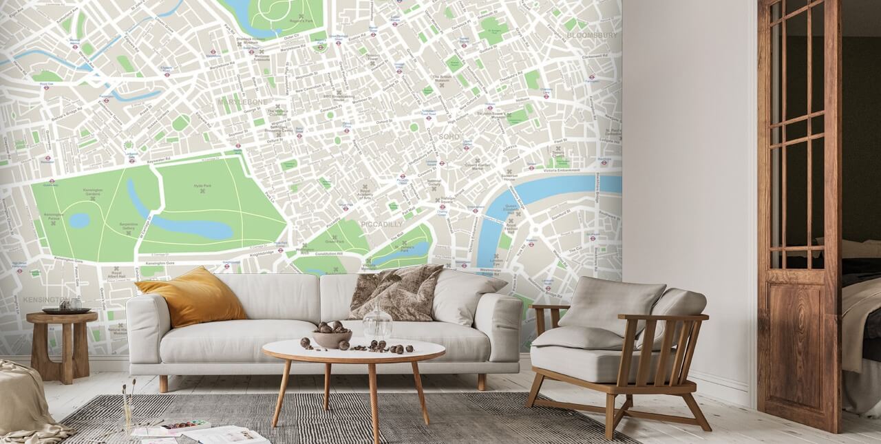 Detailed Map of London Wall Mural | Wallsauce US